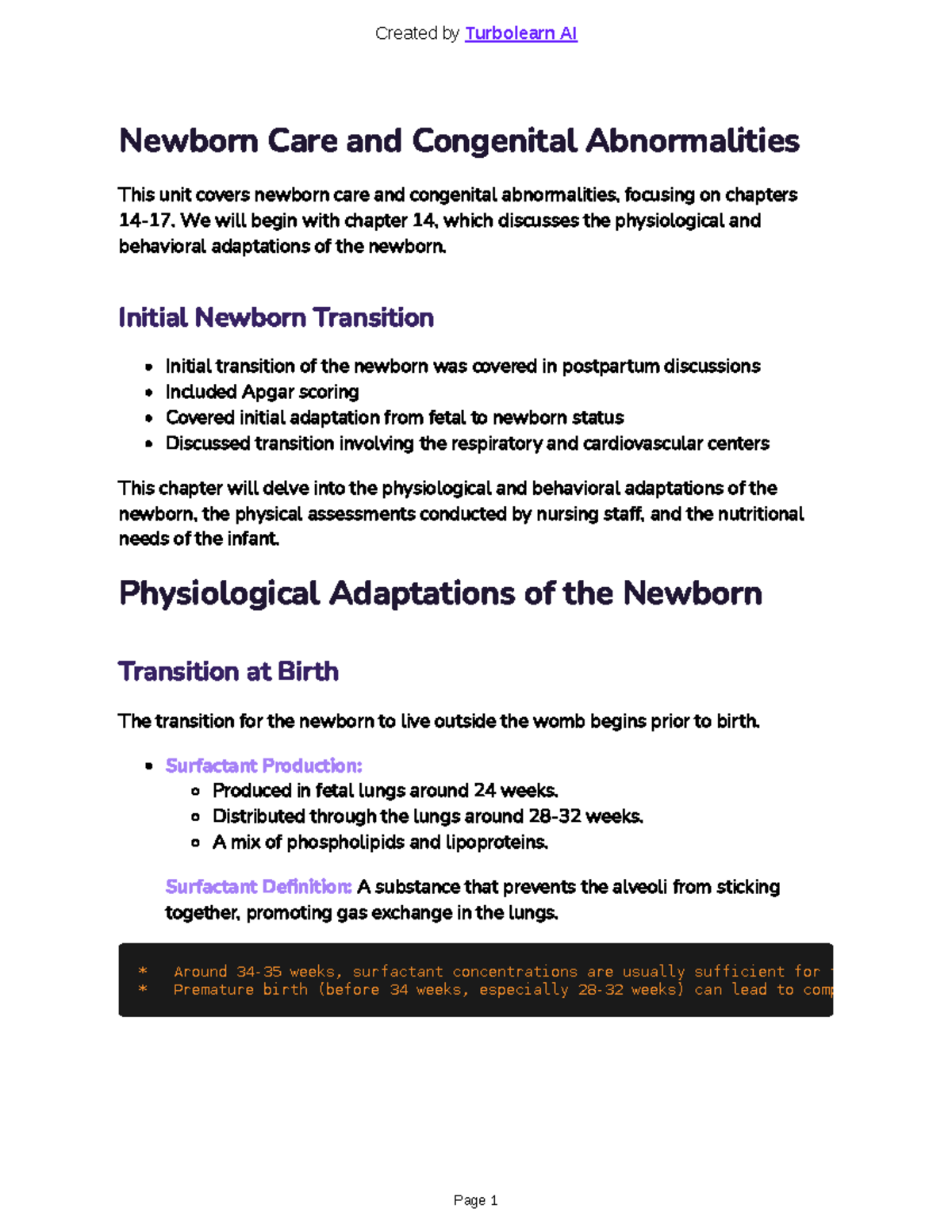 UNIT 4 PART 1 - Newborn care & Cogenital Abnormalities - Newborn Care ...