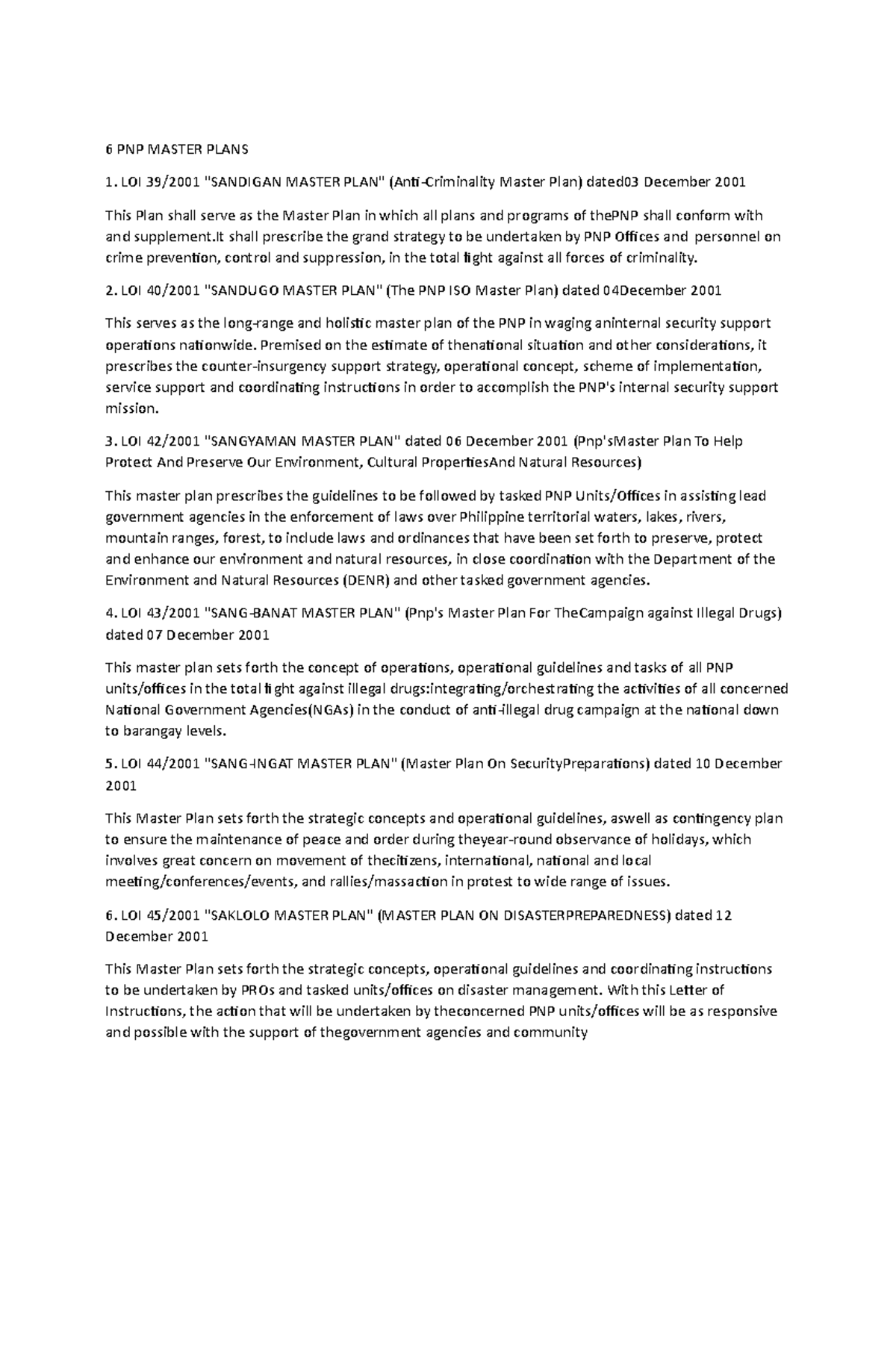 PNP Master Plans Overview: Strategic Frameworks for Crime Control and ...