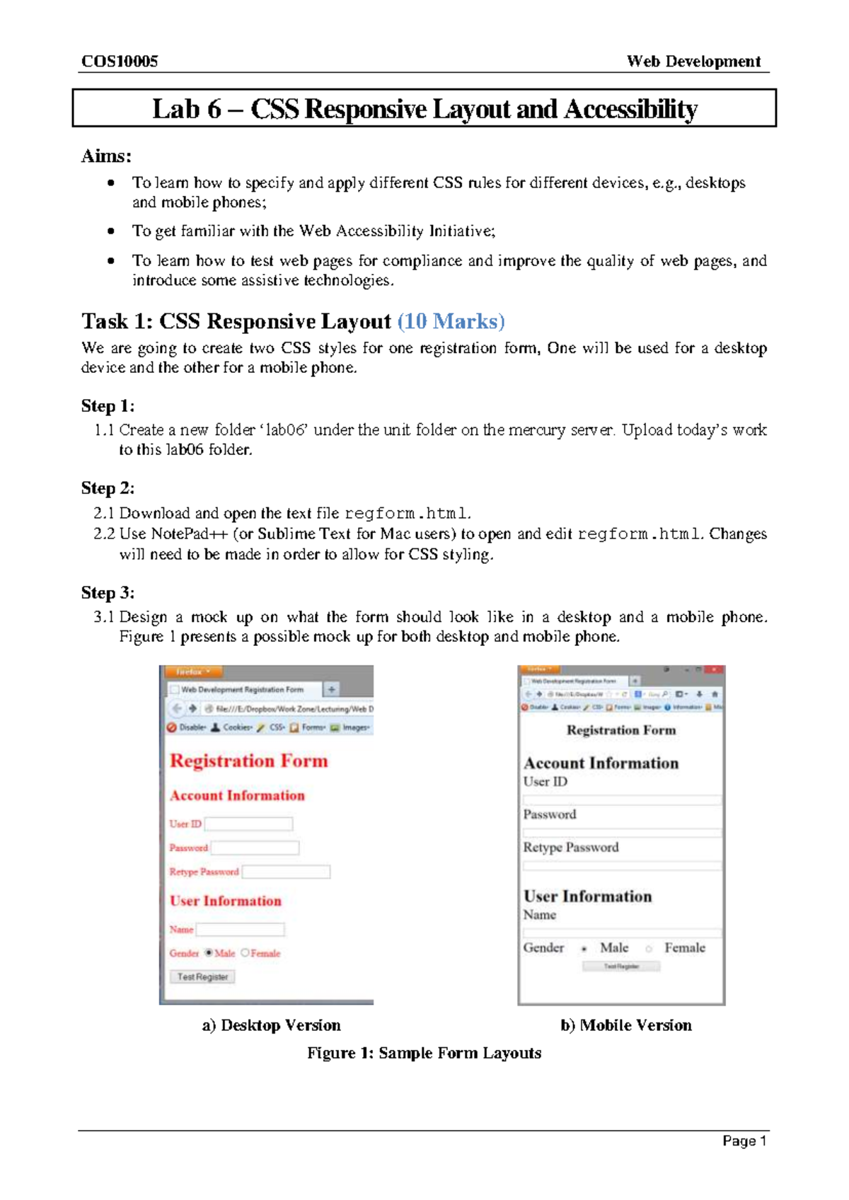 Lab06 instruction - SWIN - Lab 6 – CSS Responsive Layout and ...