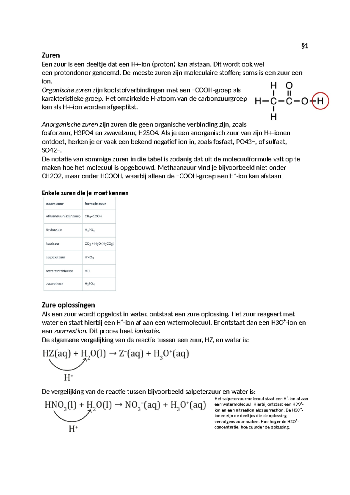 SK Samenvatting Zuur- en Basechemie: Belangrijkste Concepten - Studeersnel