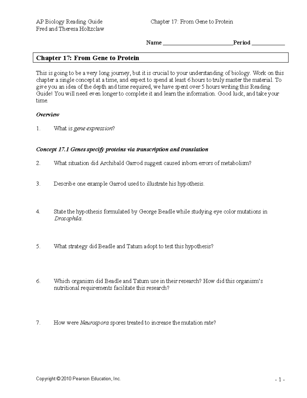 Chapter 17 Genes & Proteins: Understanding Transcription & Translation ...
