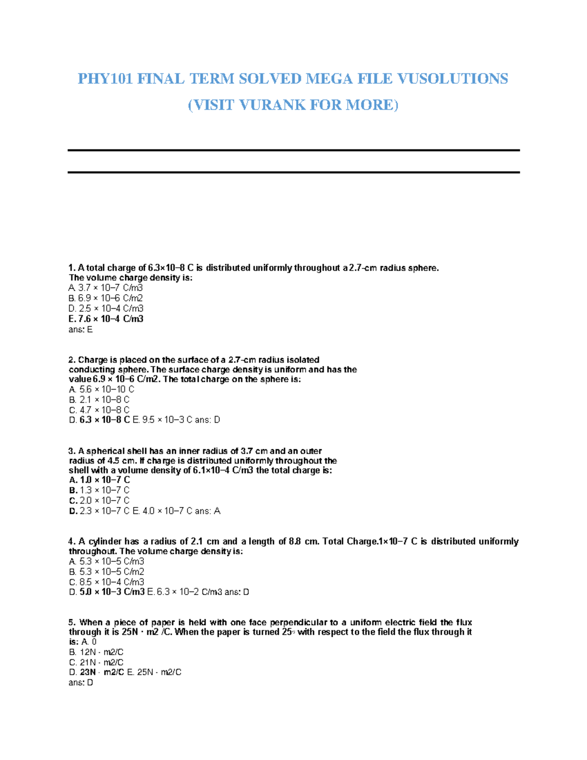 PHY101 Final TERM Solved MEGA FILE Vusolutions-4 - PHY101 FINAL TERM SOLVED MEGA FILE ...