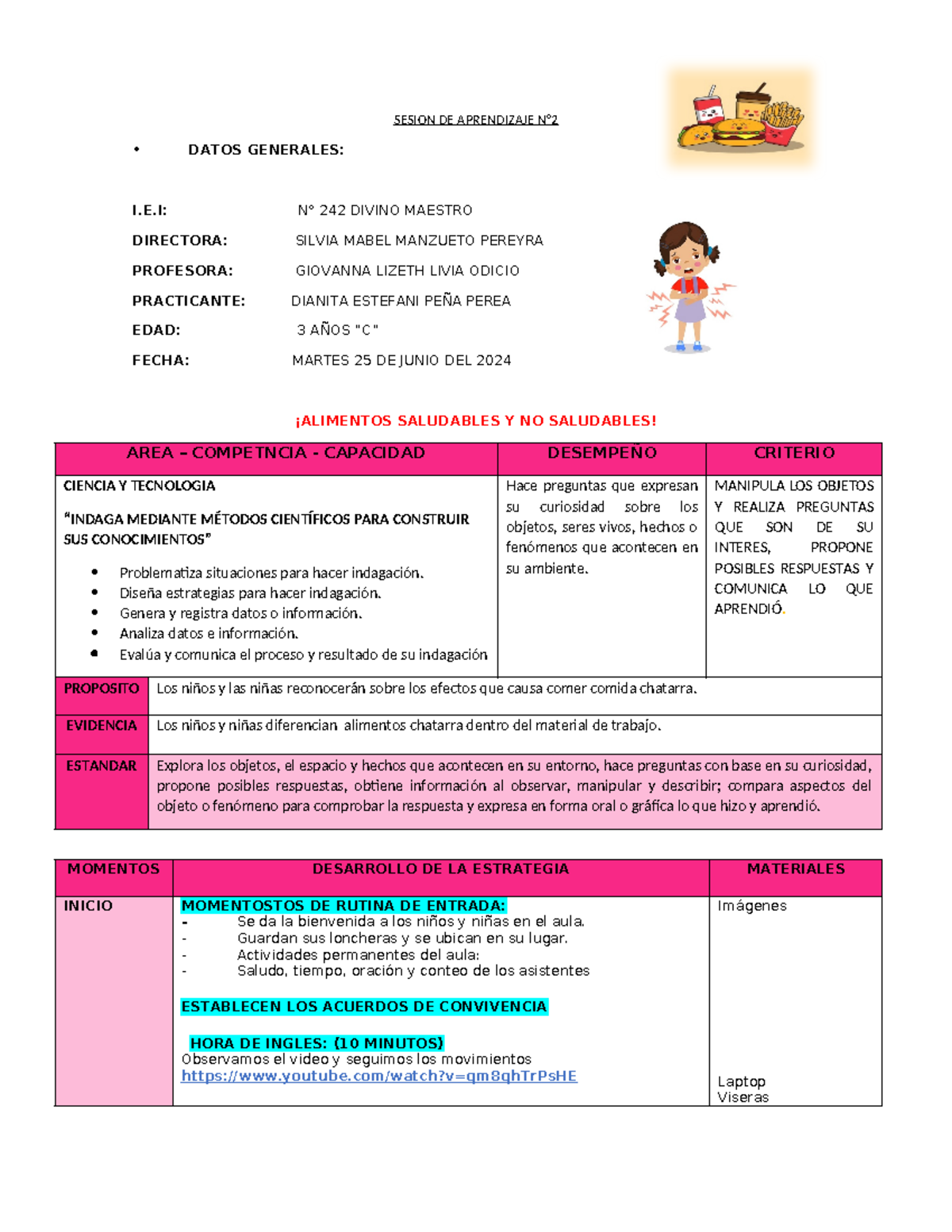 Nutrición Infantil: Alimentos Saludables y No Saludables (3 Años C) - Studocu