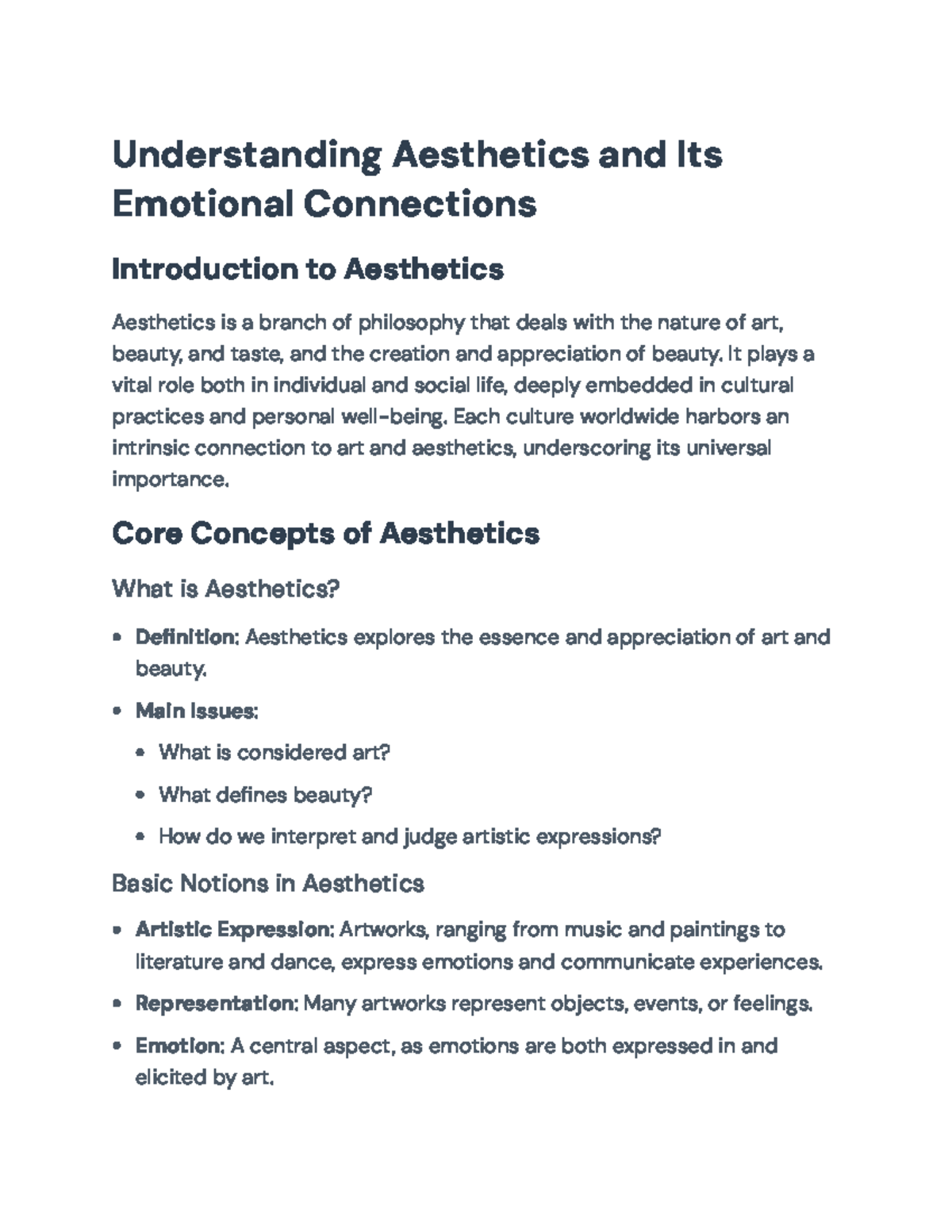 Exploring Aesthetic Emotions and Art: A Study Guide on Aesthetics - Studocu