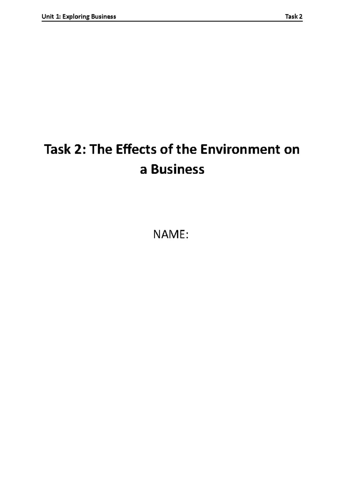Unit 1 - Task 2: Environmental Impacts on Business Performance - Studocu