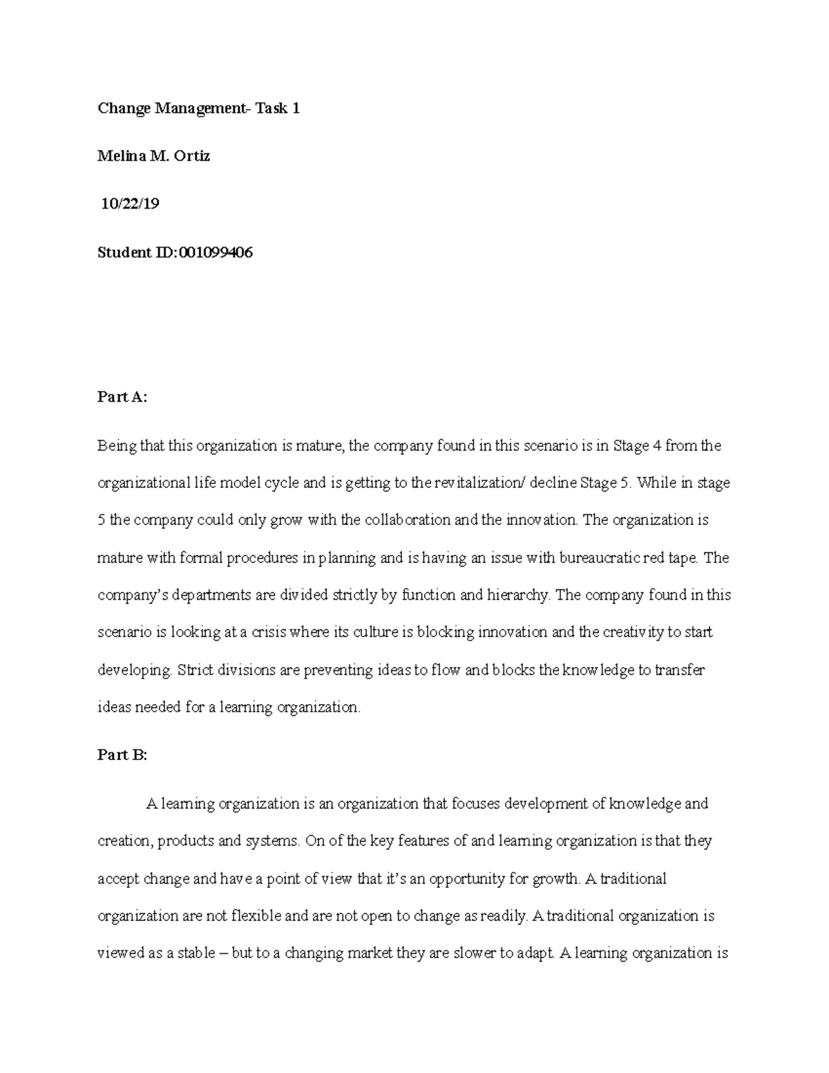 Change Management Task 1 - Change Management C721 Task 1 Jared Brough ...