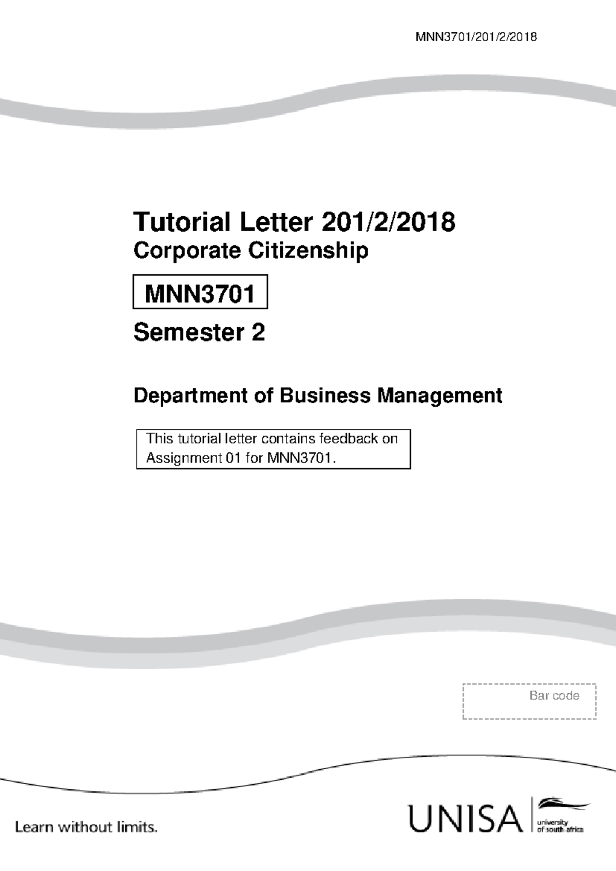 MNN3701 2012 - 2018 Corporate Citizenship Exam Feedback and Key ...