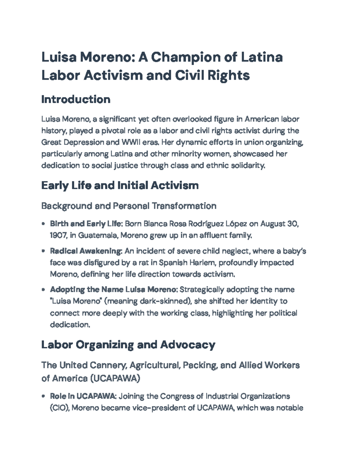 Luisa Moreno: Pioneering Latina Labor and Civil Rights Activism - Luisa ...