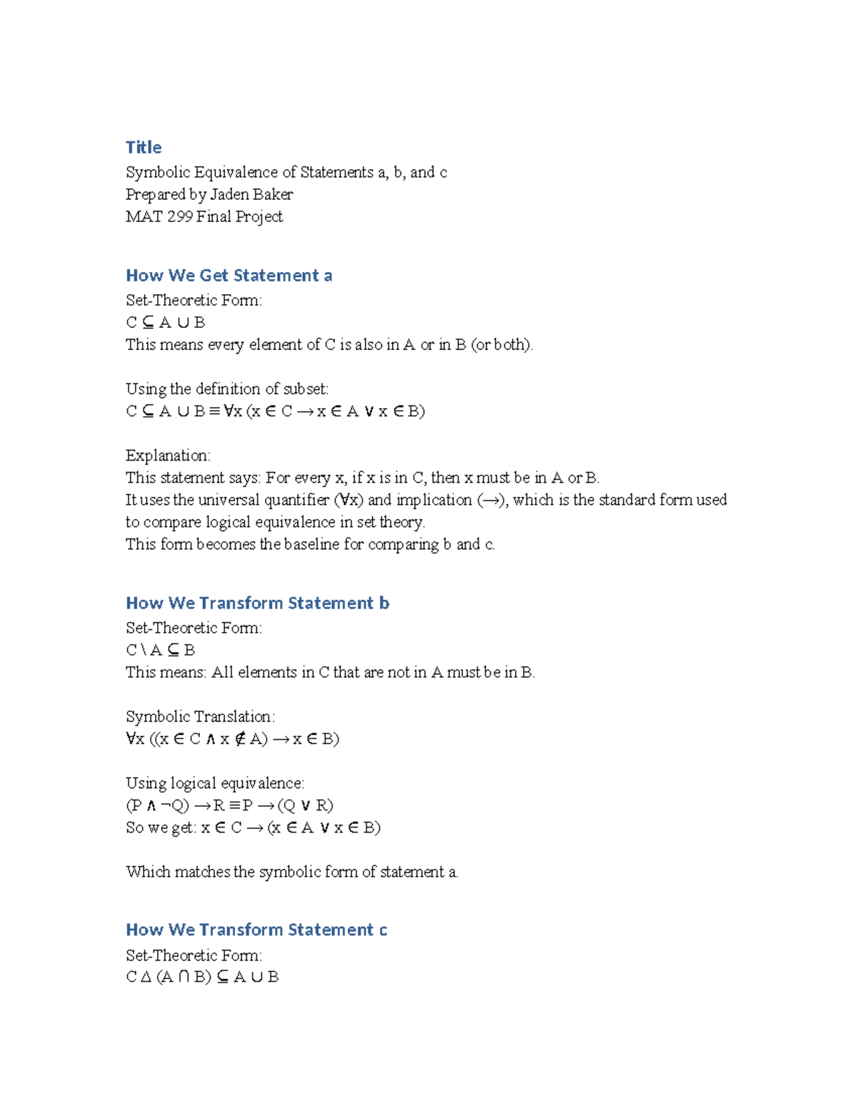 Symbolic Equivalence of Statements a, b, and c - MAT 299 Final Project ...