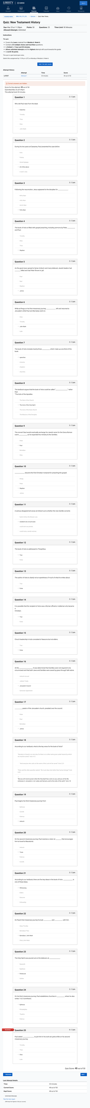 The Gospels BIBL104 Survey of Old and New Testament - Quiz: The Gospels ...