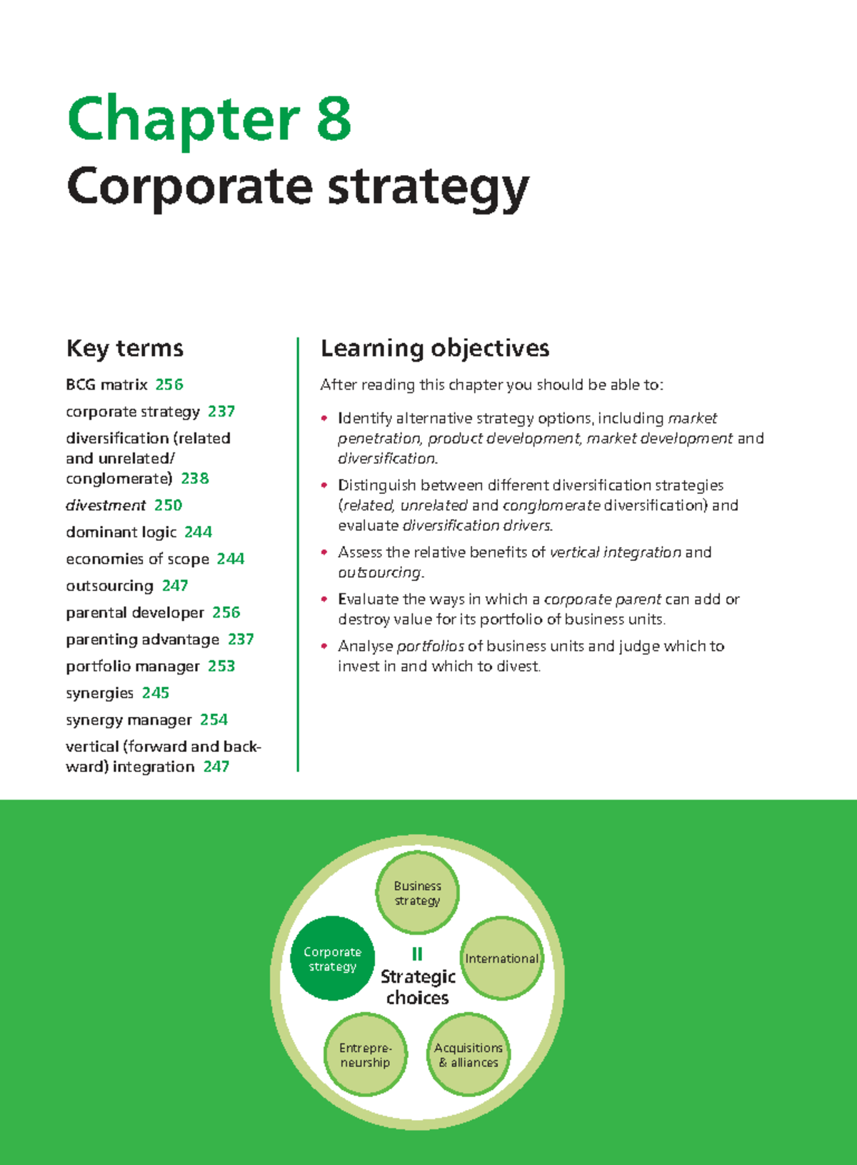 Chapter 8: Corporate Strategy - Key Terms and Learning Objectives ...