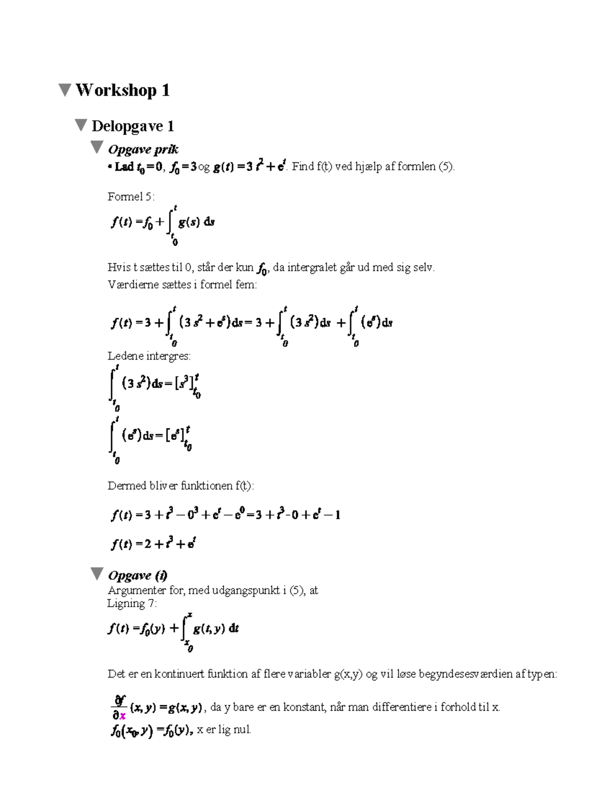 Calculus Eksamen Opgaver og Løsninger - Workshop 1 & 2 - Studocu