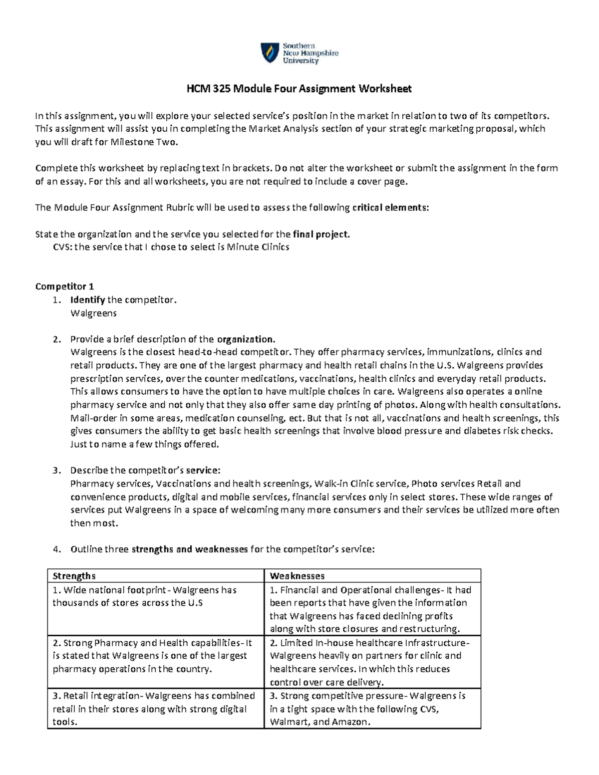 HCM 325 Module Four Market Analysis Worksheet - Studocu
