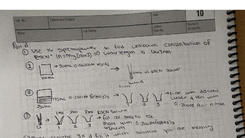 Lab Report: Spectrophotometric Analysis of FeSCN Concentration (Course ...
