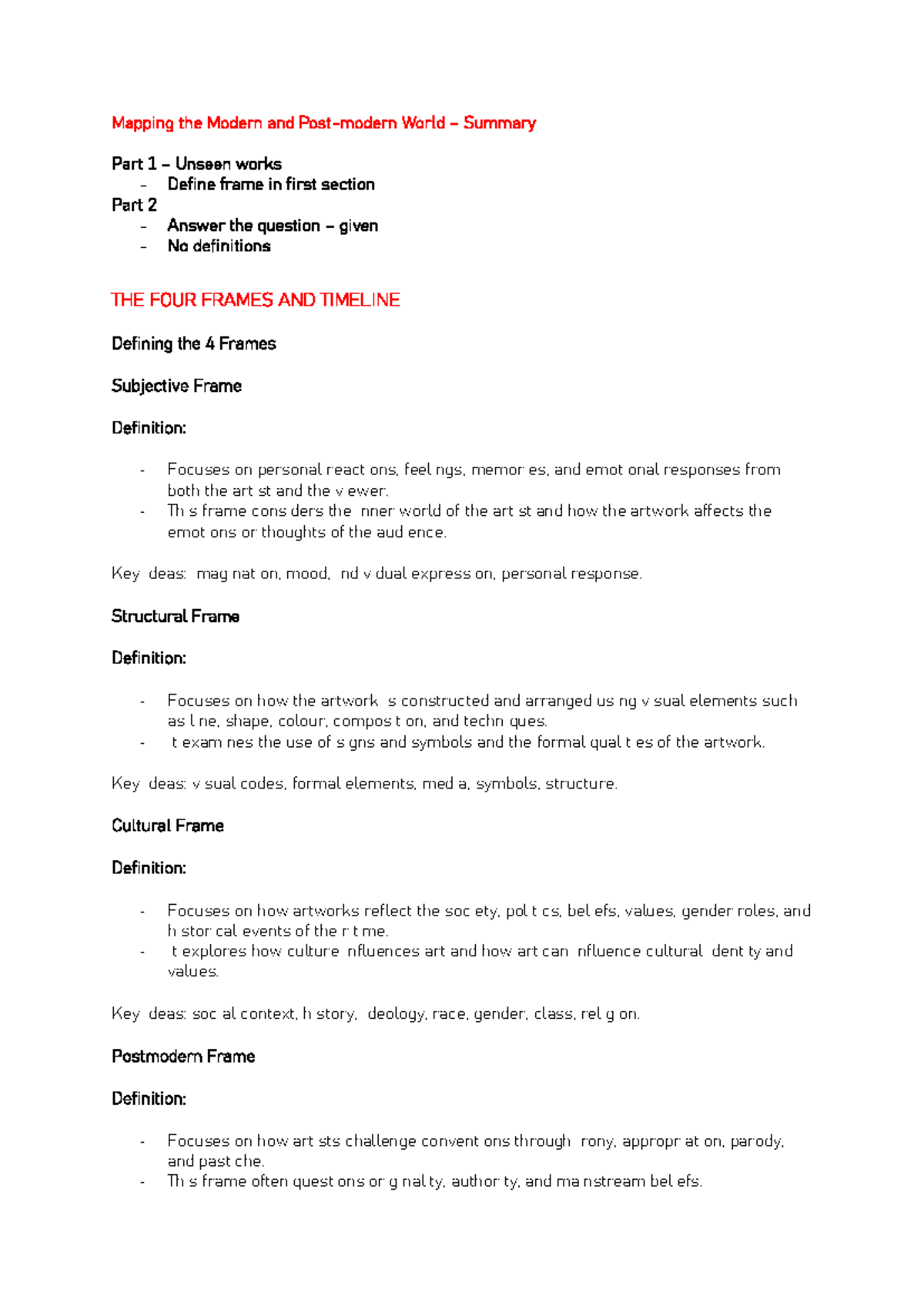Art Term 2 Study Notes: Exploring Frames and Movements - Studocu