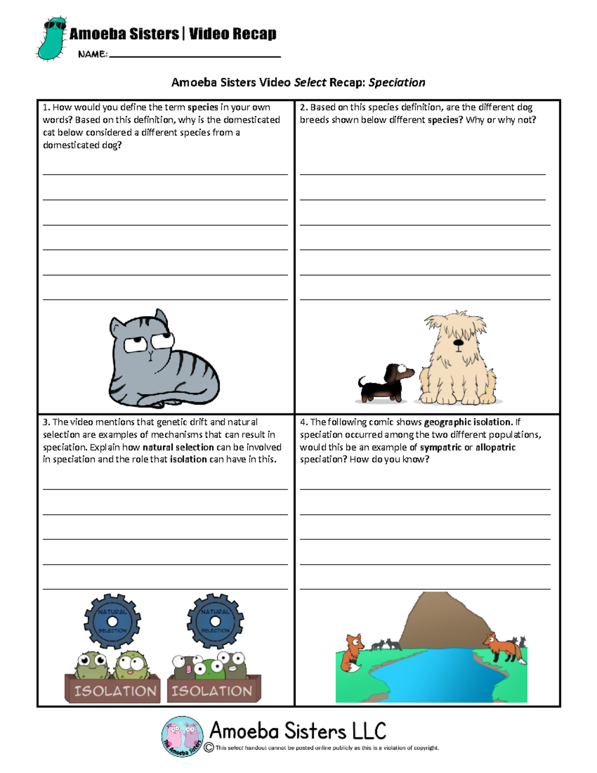 Amoeba Sisters Speciation Notes and Recap for Study Guide - Studocu