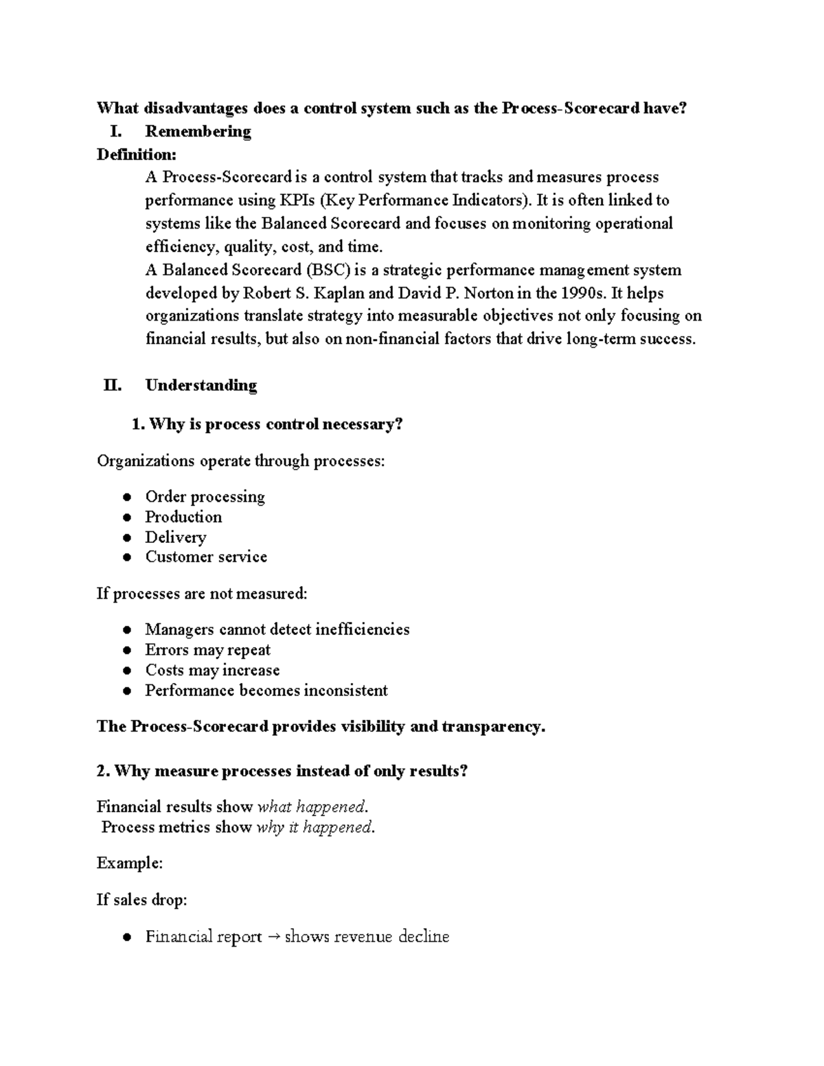 Disadvantages of Control Systems: Insights from Process Scorecard ...