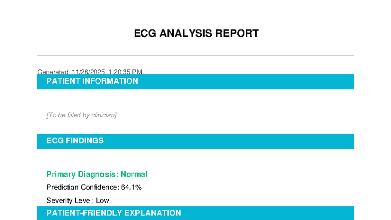 ECG Report NORM 1764143435314: Normal Findings & Recommendations - Studocu