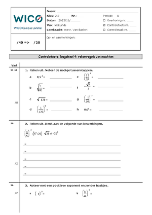[Solved] Welke hoeken zijn er - Wiskunde - Studocu