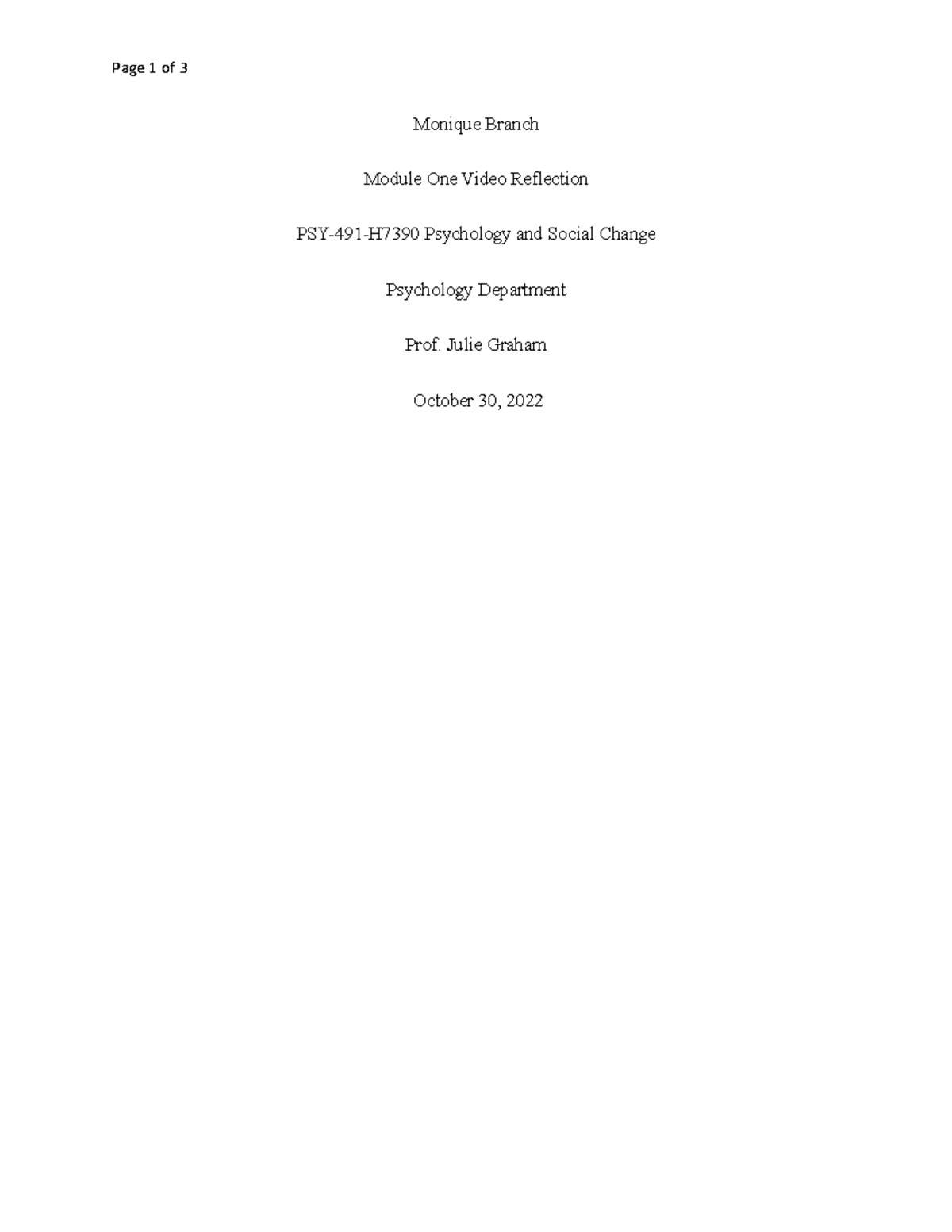 PSY491 Essay: Reflection on Video in Social Change Leadership - Studocu