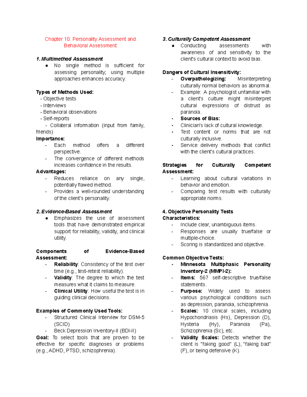 Clinical Psychology Midterm: Personality & Behavioral Assessment ...