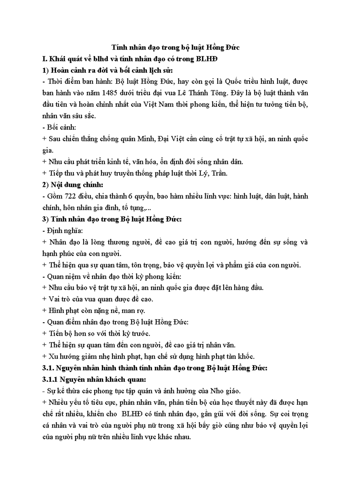 Tính Nhân Đạo Trong Bộ Luật Hồng Đức (BLHD): Từ Lịch Sử Đến Hiện Tại ...