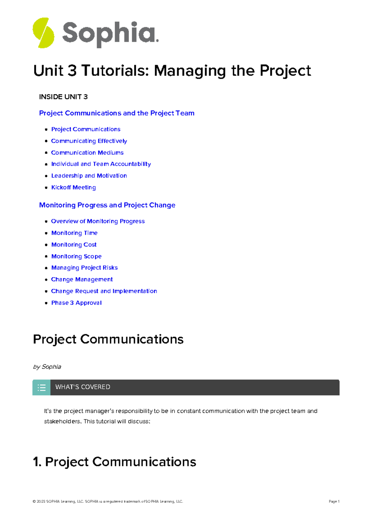 Unit 3 tutorials managing the project - Unit 3 Tutorials: Managing the ...