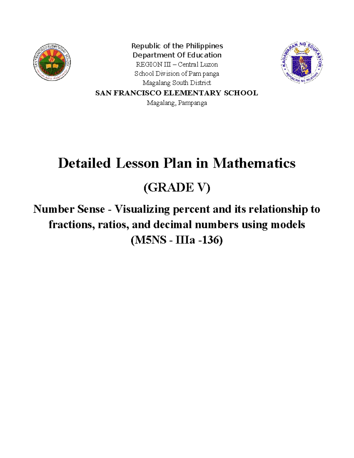 DLP MATH 5 (Percent) - Comprehensive Lesson Plan on Percentages - Studocu