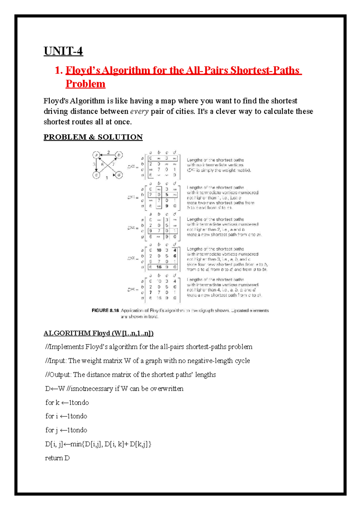 DAA-UNIT-4: Algorithms for Shortest Paths and Minimum Spanning Trees ...