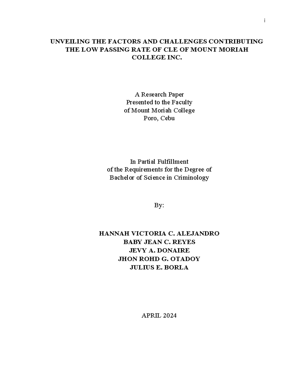 Investigating Factors Influencing Low CLE Passing Rates at MMC - Studocu