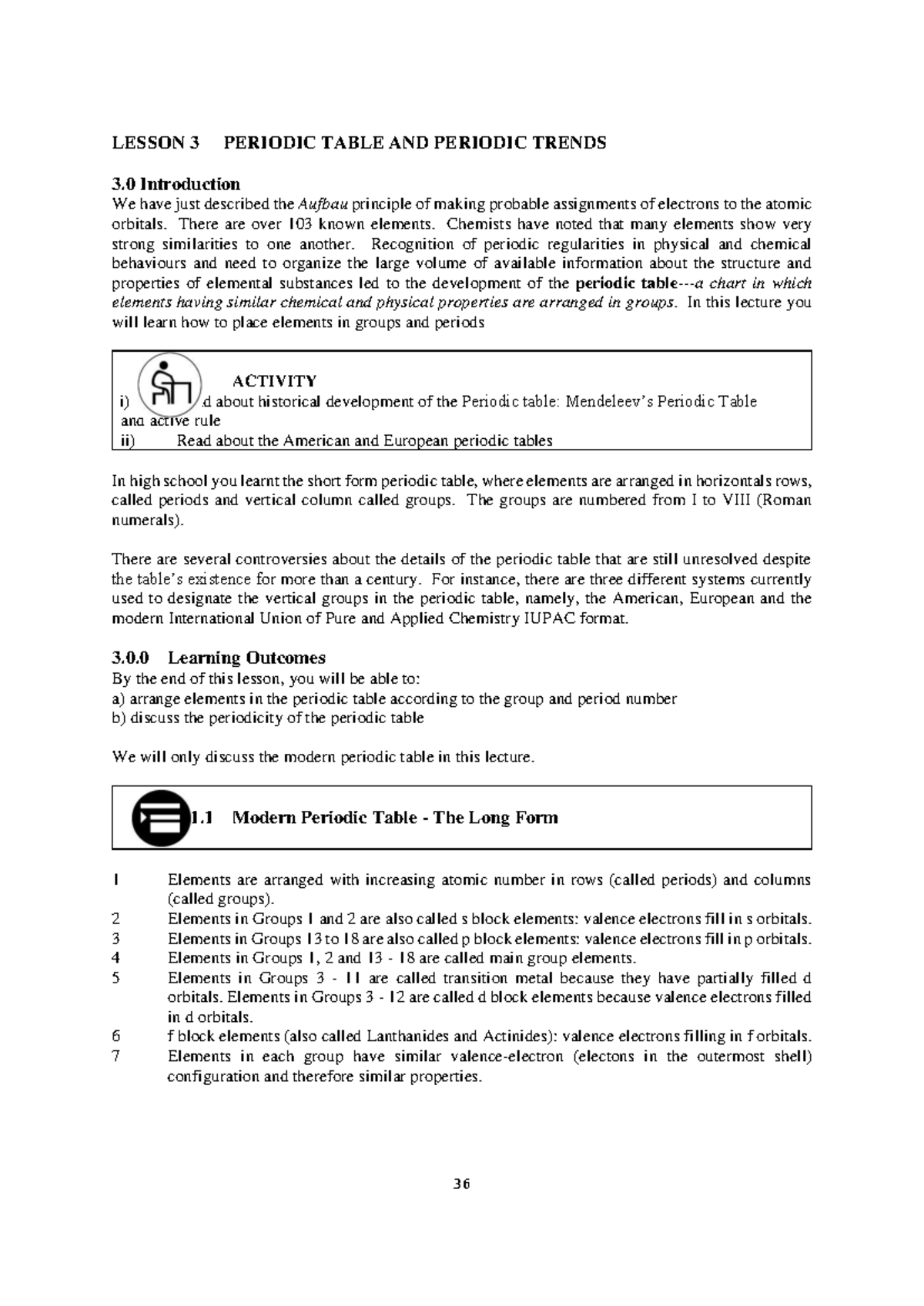 Lesson 3 notes - LESSON 3 PERIODIC TABLE AND PERIODIC TRENDS 3 ...