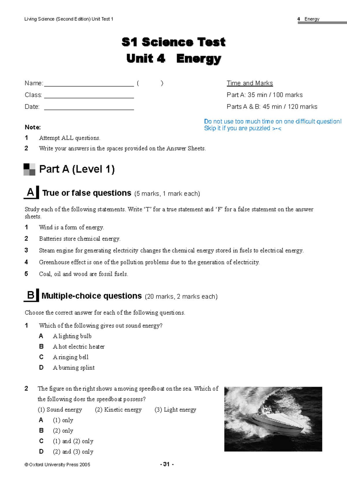 04 Forms of energy & energy change - Student version - S1 S1 ...