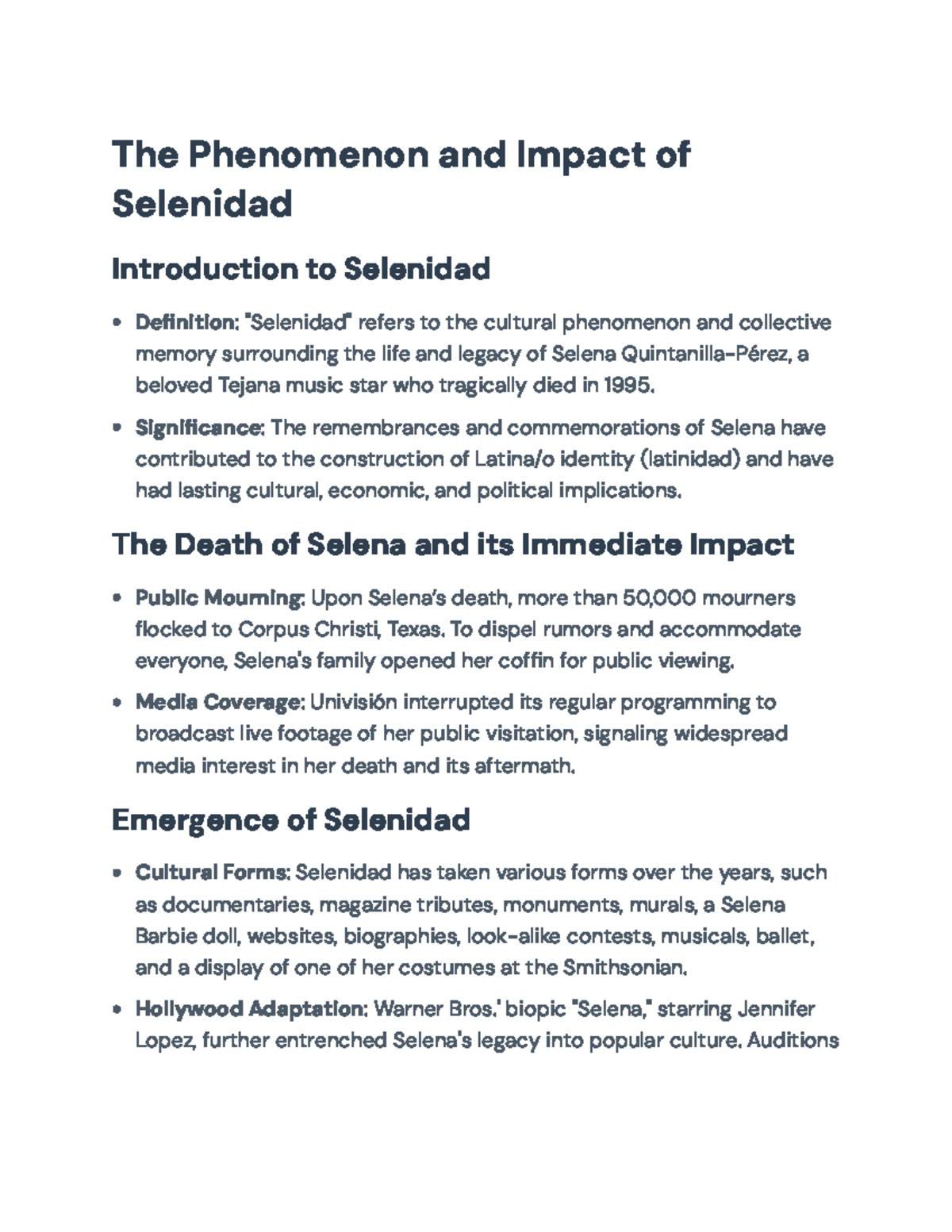 Selenidad: Cultural Impact and Legacy of Selena Quintanilla-Pérez - The ...