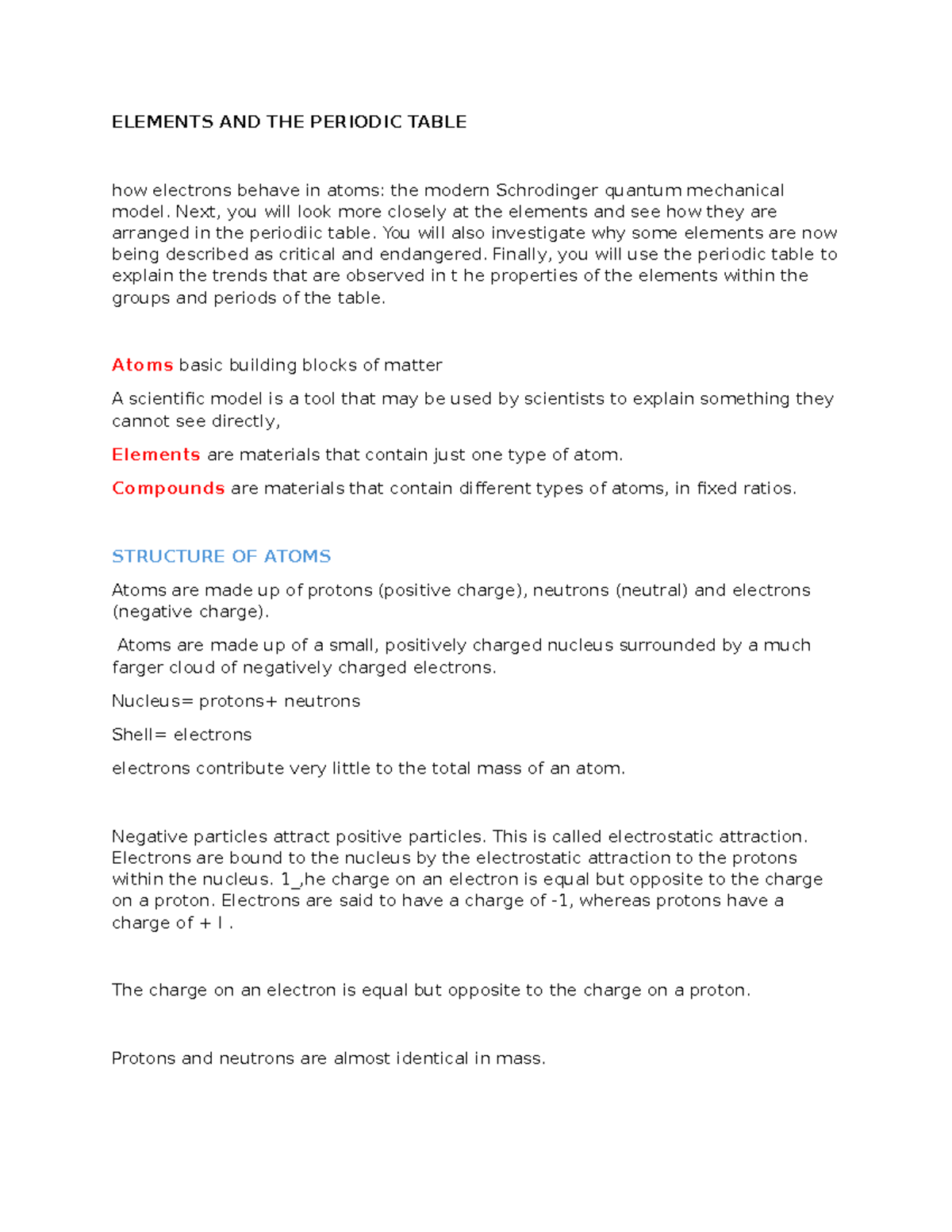 Elements and the Periodic Table: An In-Depth Study Guide - Studocu