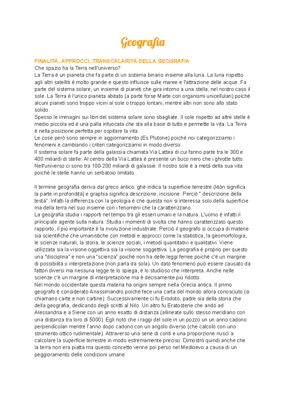 Geografia 2 - Appunti sulla Terra e i suoi Fenomeni Naturali - Studocu