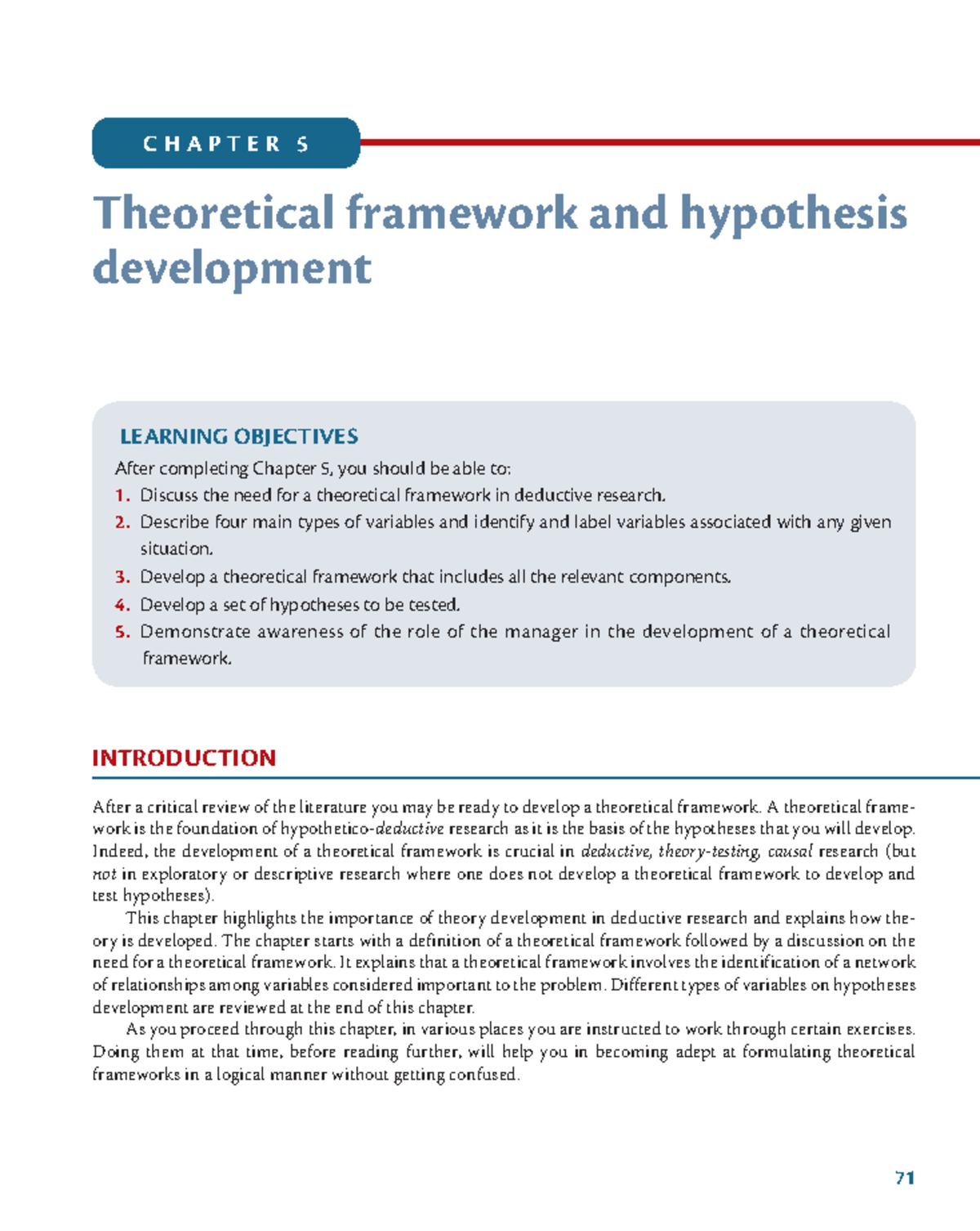 CH 5 Theoretical Framework & Hypothesis Development in Research - Studocu