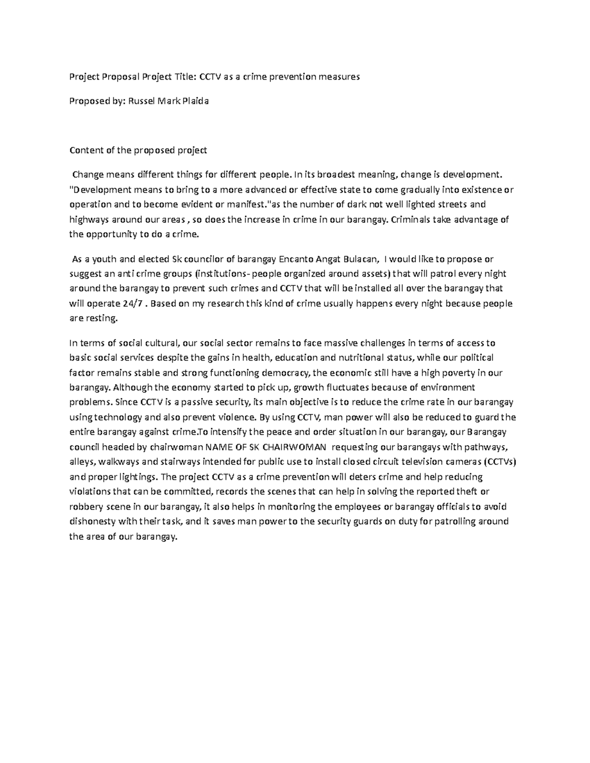 Project Proposal CCTV - Vhkccg - Project Proposal Project Title: CCTV ...