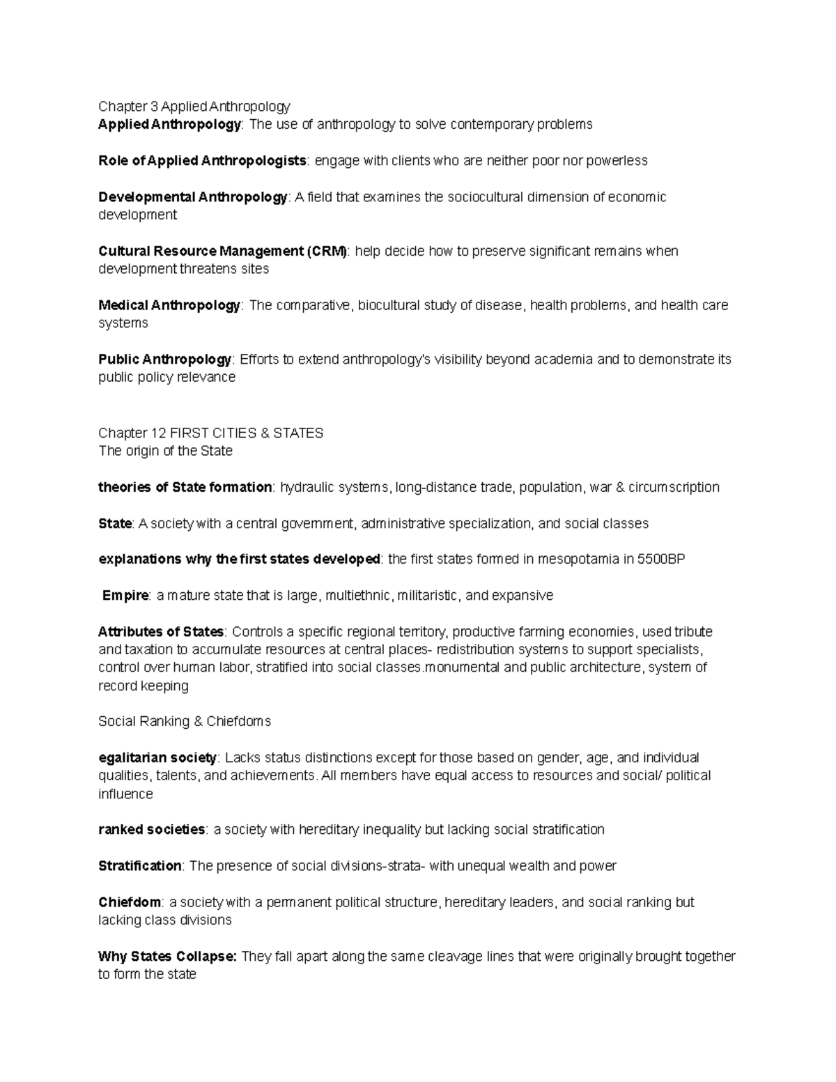 Anth 101 Final Study Guide: Key Concepts in Applied Anthropology - Studocu