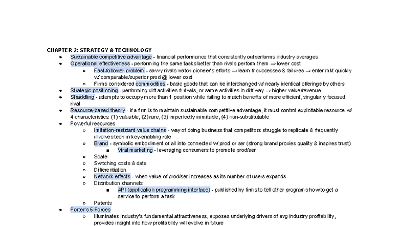 BMGT301 Exam 1 Cheat Sheet - CHAPTER 2: STRATEGY & TECHNOLOGY Sustainable competitive - Studocu
