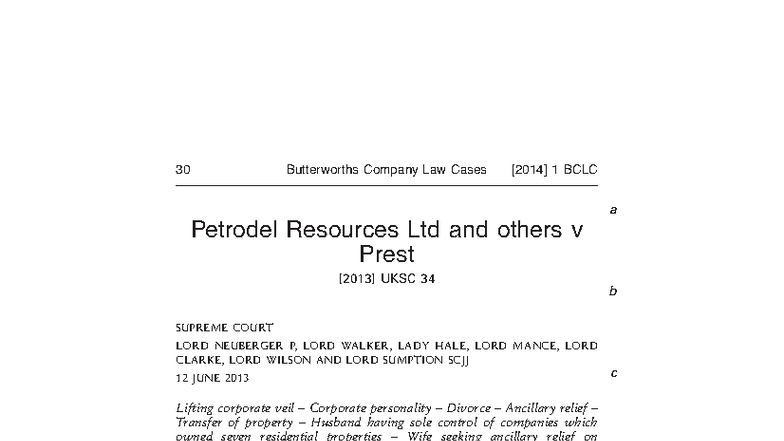 Petrodel Resources Ltd v Prest: Key Company Law Case Analysis (1 BCLC ...