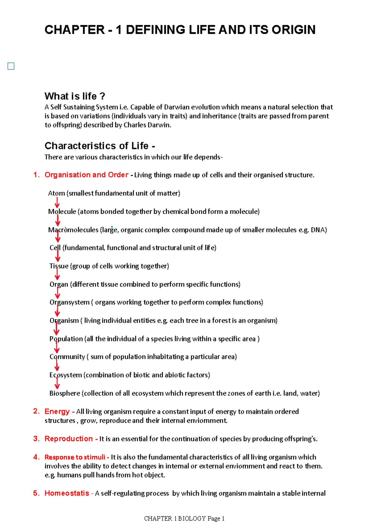 CHAPTER 1: DEFINING LIFE AND ITS ORIGIN - A Comprehensive Overview ...