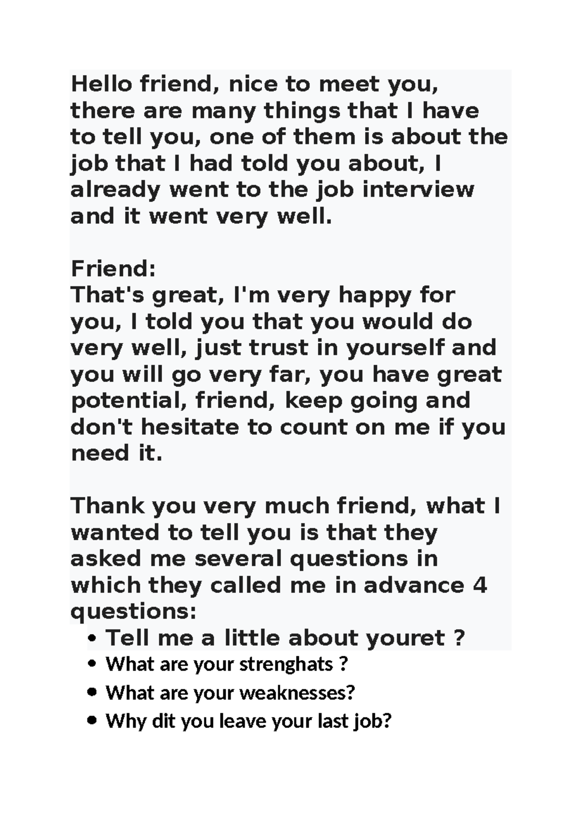 JOB Intervieworaciones - Hello friend, nice to meet you, there are many ...