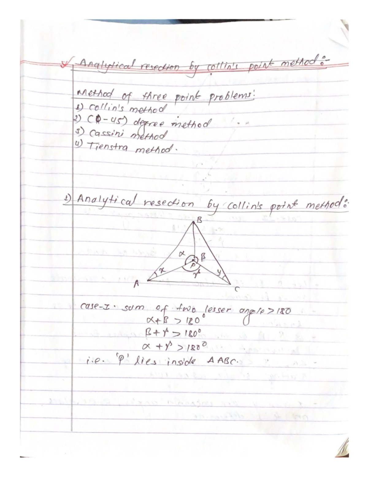 Resection by Collins Point method and Phi-45 degree method - Analytical ...