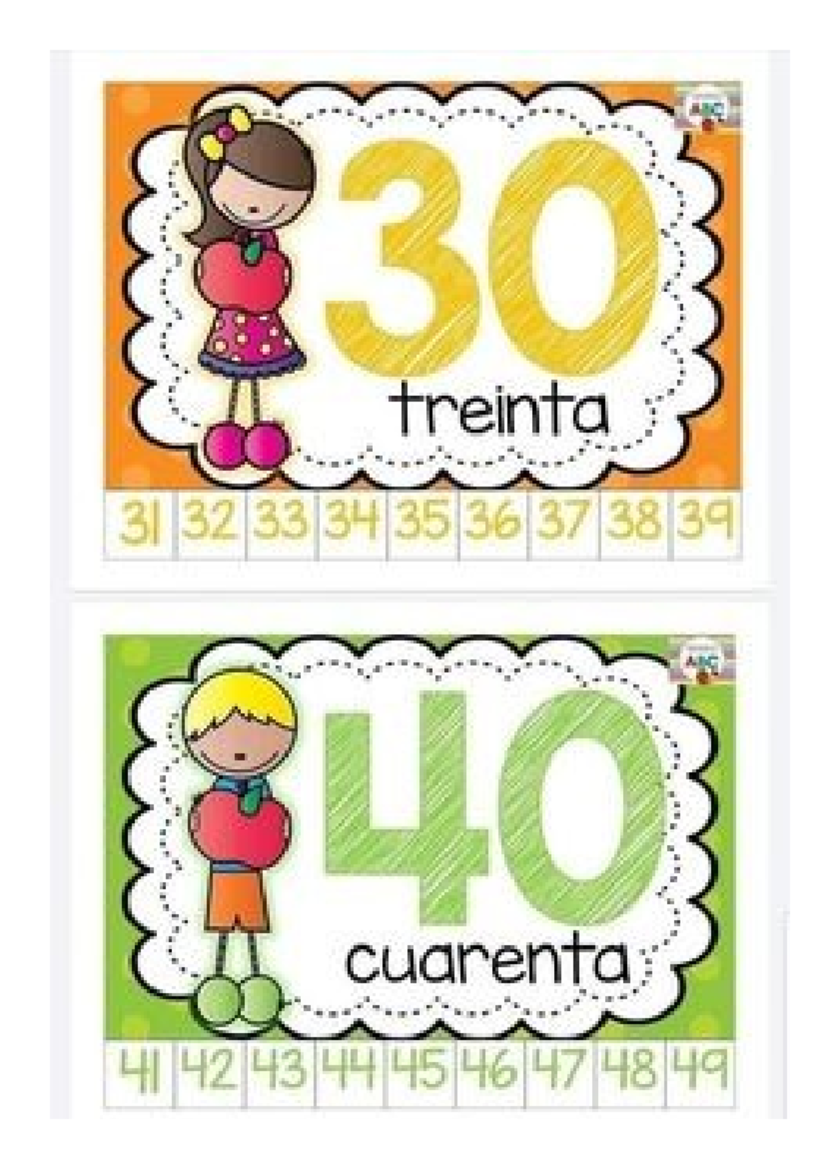 LOS Numeros PARA Imprimir - 30 treinta 31 323334 35 3637 3839 4 ...