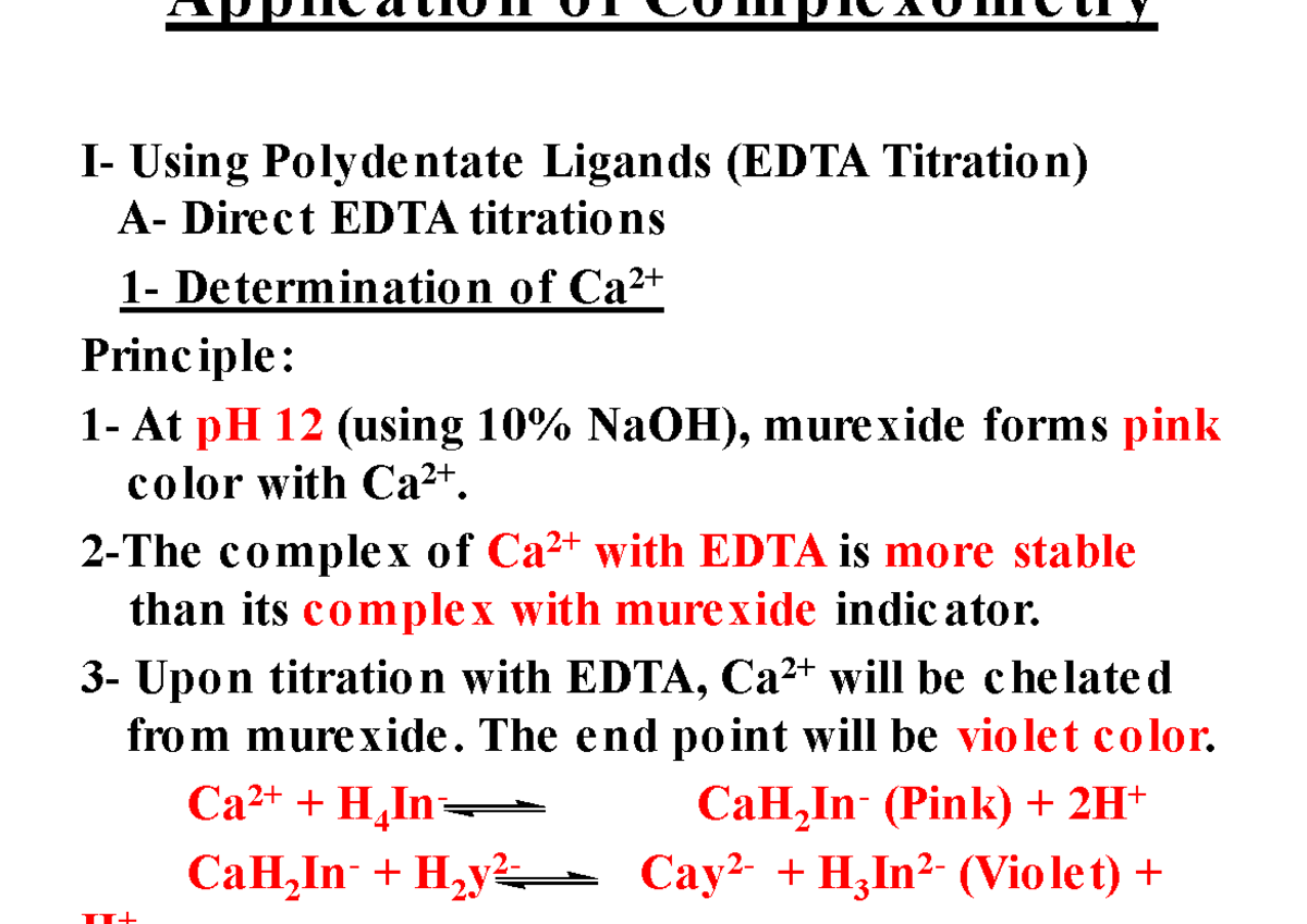 Application of Complexometry: EDTA Titration Techniques - Studocu
