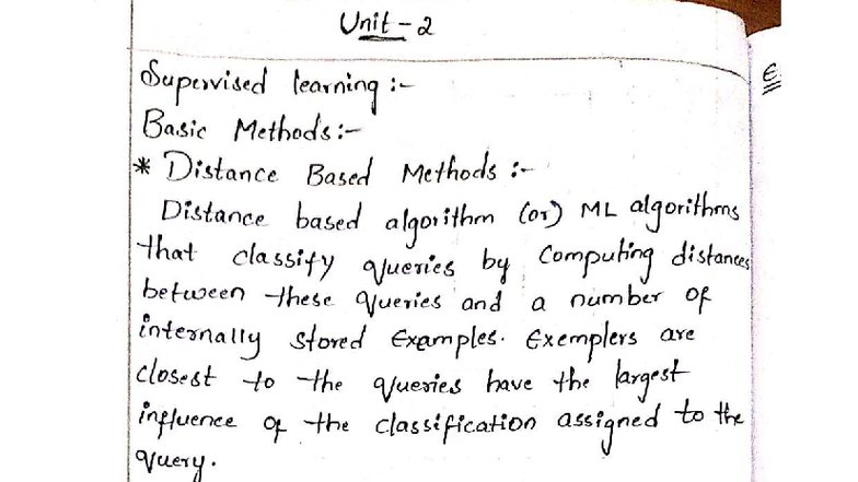 R20 ML Unit 2 - Supervised Learning & Distance-Based Methods Notes ...