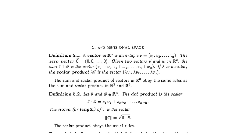 MIT 18.022F10 Lecture Notes: Vector Spaces and Matrix Operations - Studocu