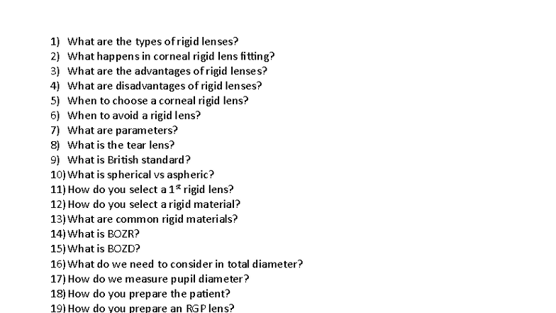 Bweek 1 - Rigid Lens Fitting Overview and Key Considerations - Studocu