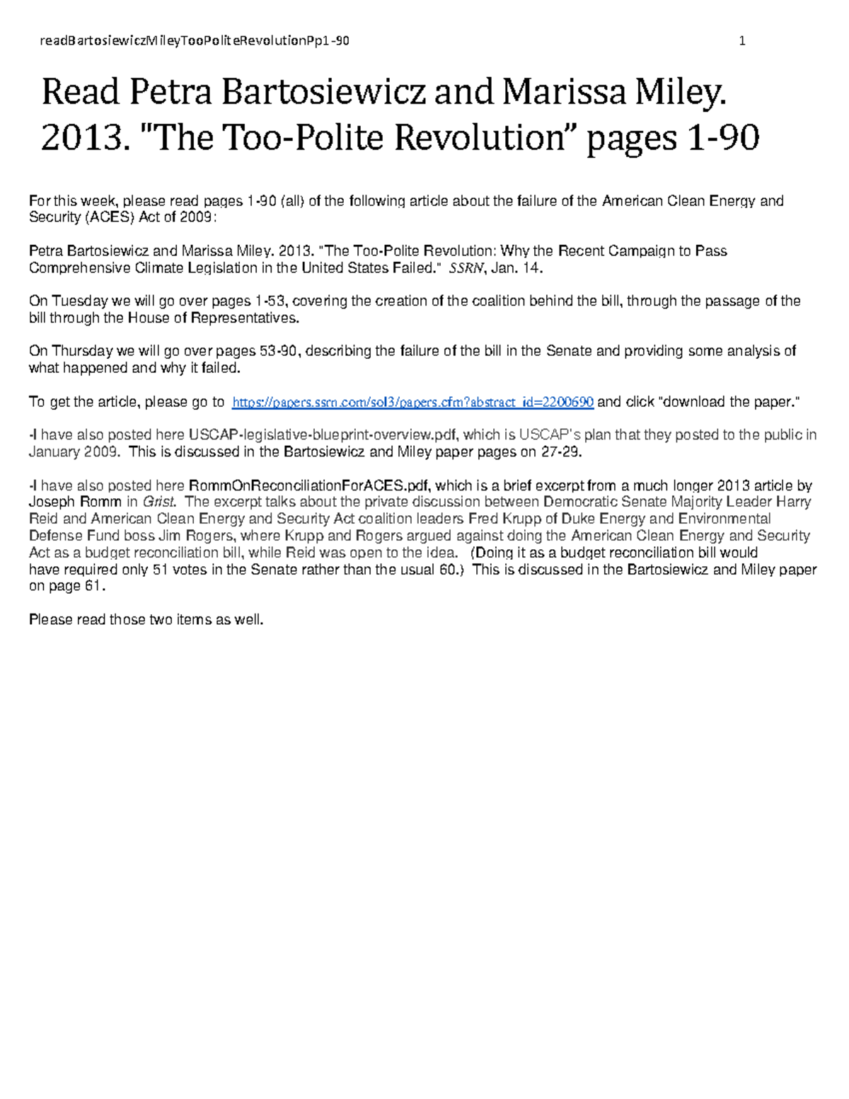 Reading Guide for "The Too-Polite Revolution" (ACES Act) - Studocu