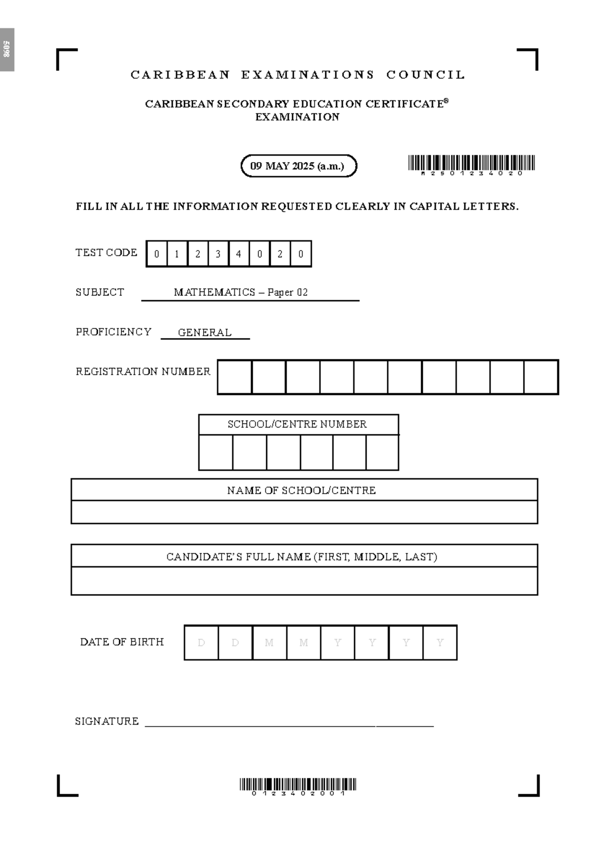 TST CSEC Math Paper 02 Exam 5098 May/June 2025 - Studocu